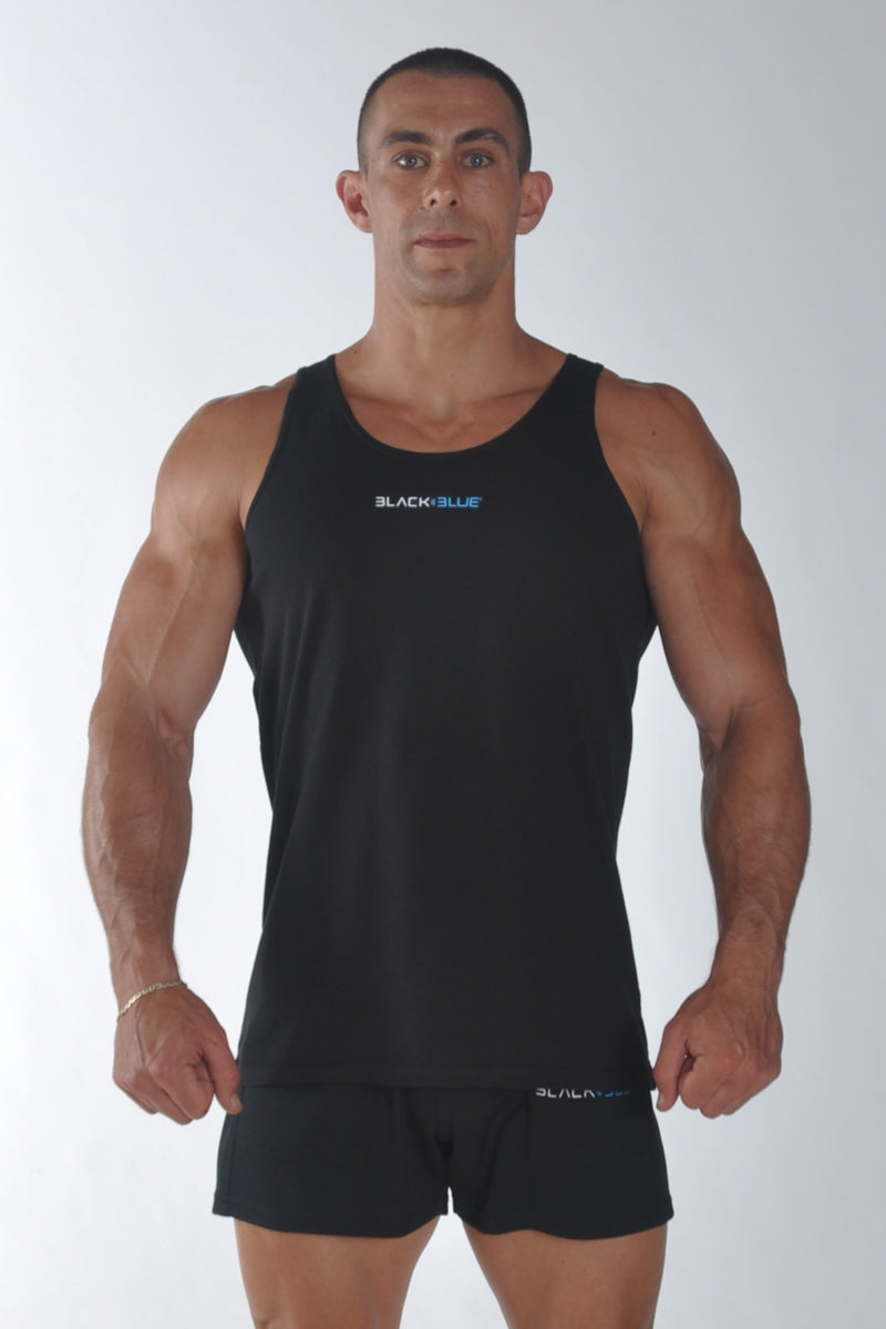 Fitness Singlet – Black and Blue Fashion